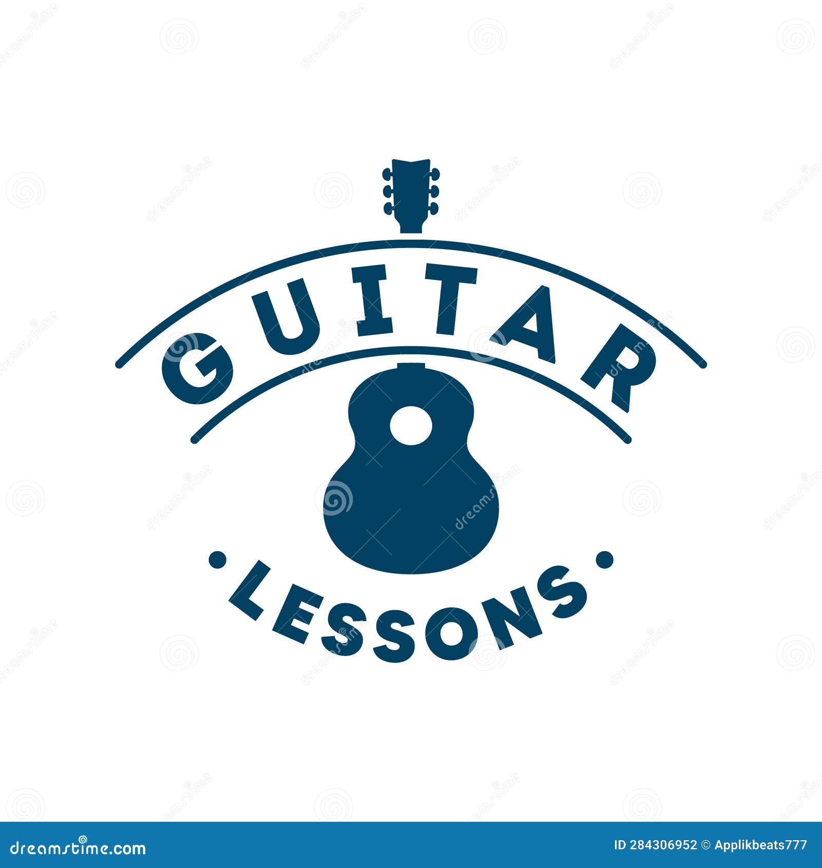 Guitar lessons retro logo stock vector. Illustration of bass - 284306952