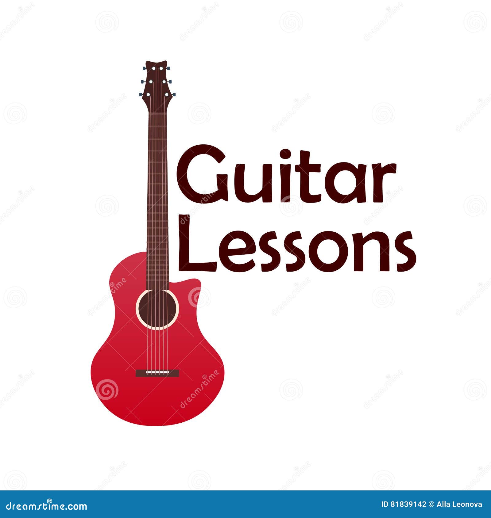 Guitar Lessons, School Logo. Vector Flat Illustration. Music. Stock ...