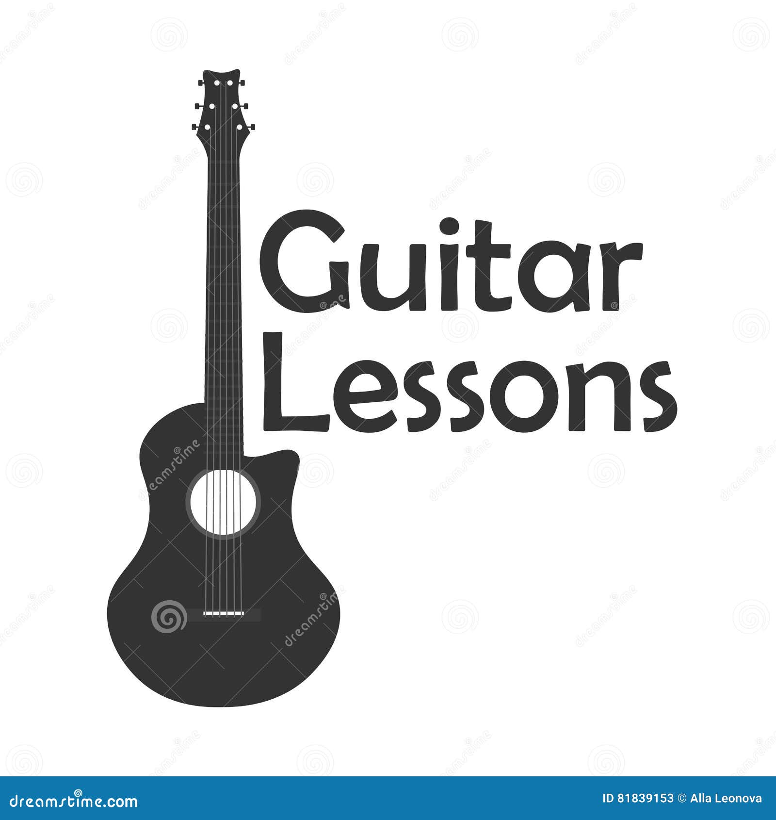Guitar Lessons, School Logo. Vector Flat Illustration. Music. Stock ...