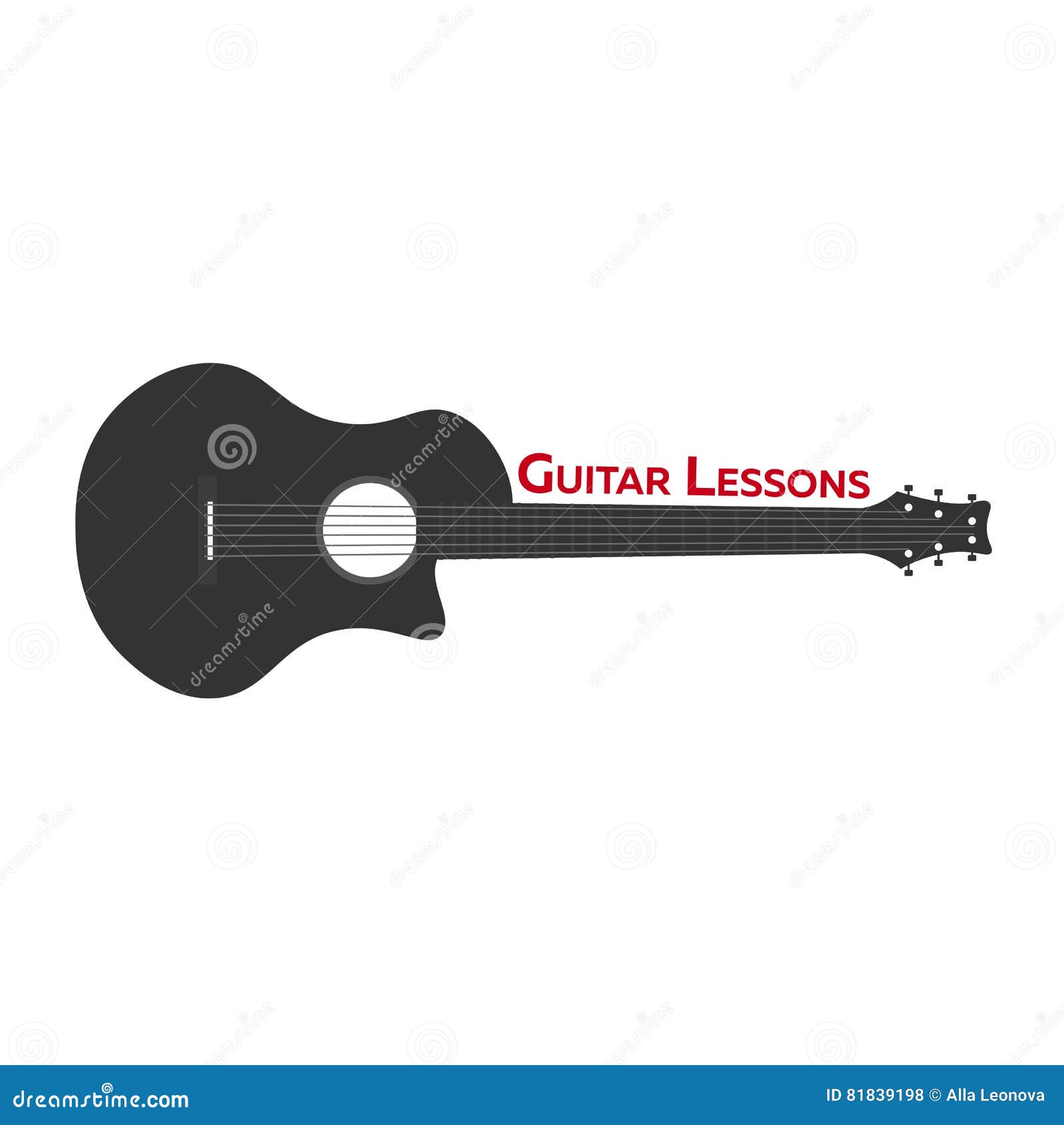 Guitar Lessons, School Logo. Vector Flat Illustration. Music. Stock ...