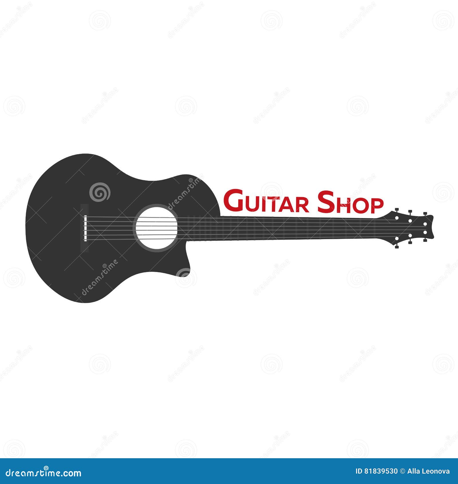 Guitar Lessons, School Logo. Vector Flat Illustration. Music. Stock ...