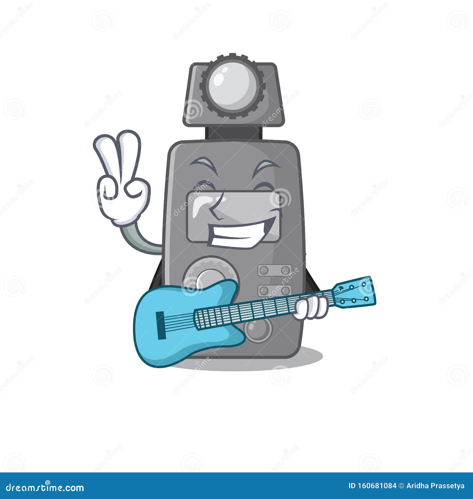 With Guitar Light Meter on the Cartoon Table Stock Vector ...