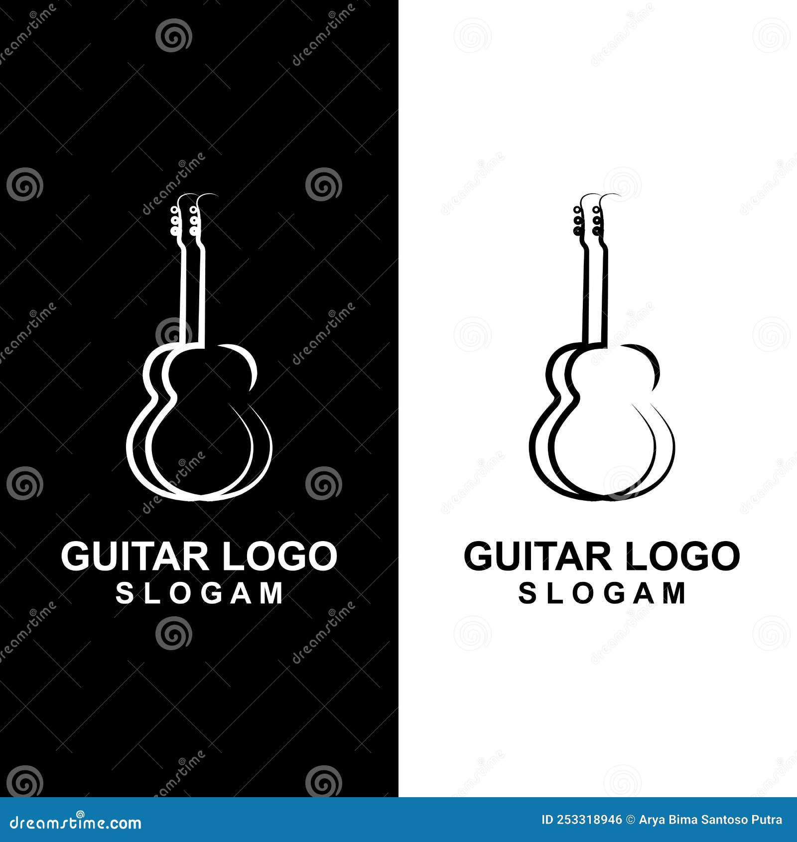 Guitar Logo Design, Musical Instrument Vector Icon Illustration Stock ...