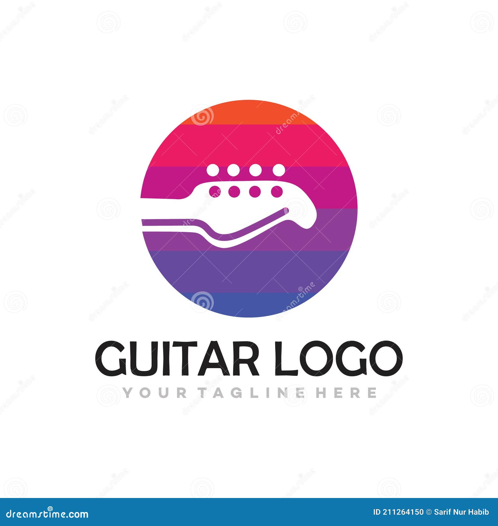 Guitar Logo Design Template Stock Vector - Illustration of metal ...