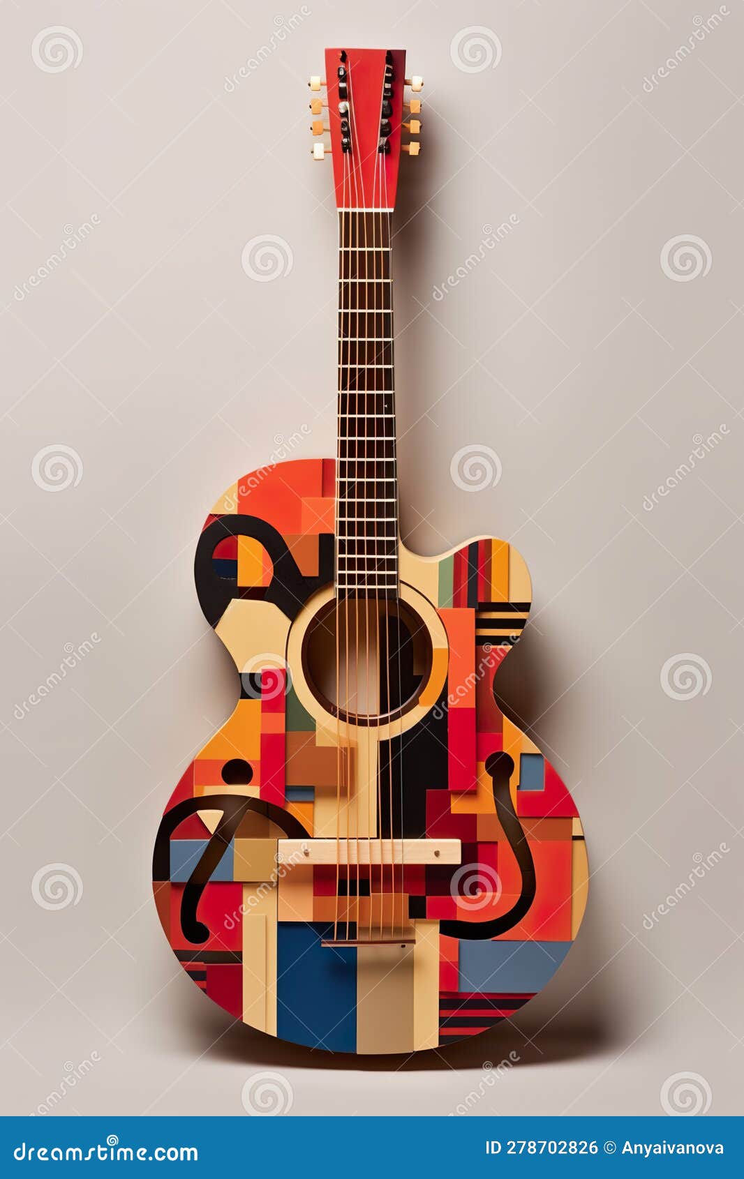 A Guitar Made Out of Colorful Blocks on a White Surface. Generative AI ...