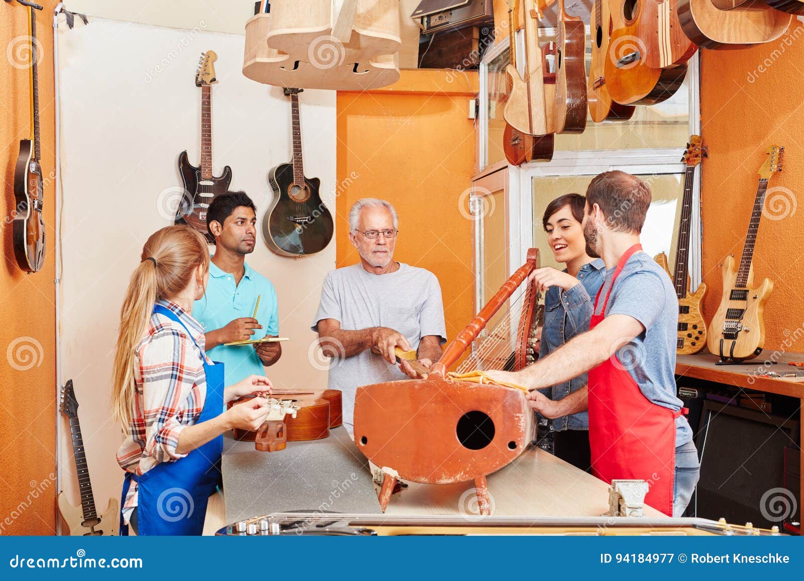 Guitar Making at Luthier`s Workshop Stock Image - Image of integration ...