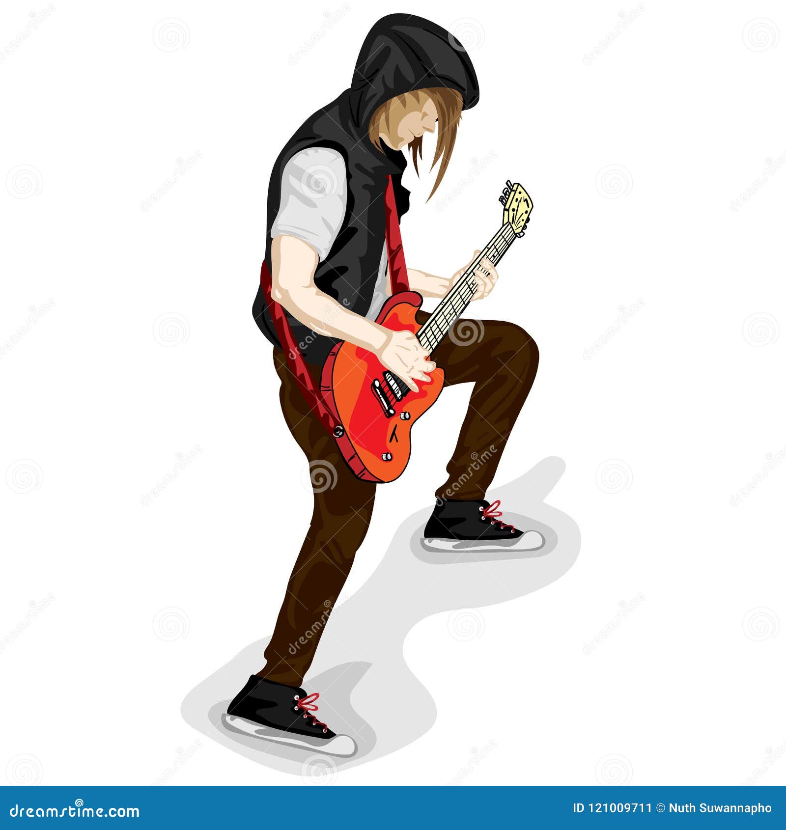 Guitar Man Play Music Graphic Object Stock Vector - Illustration of ...