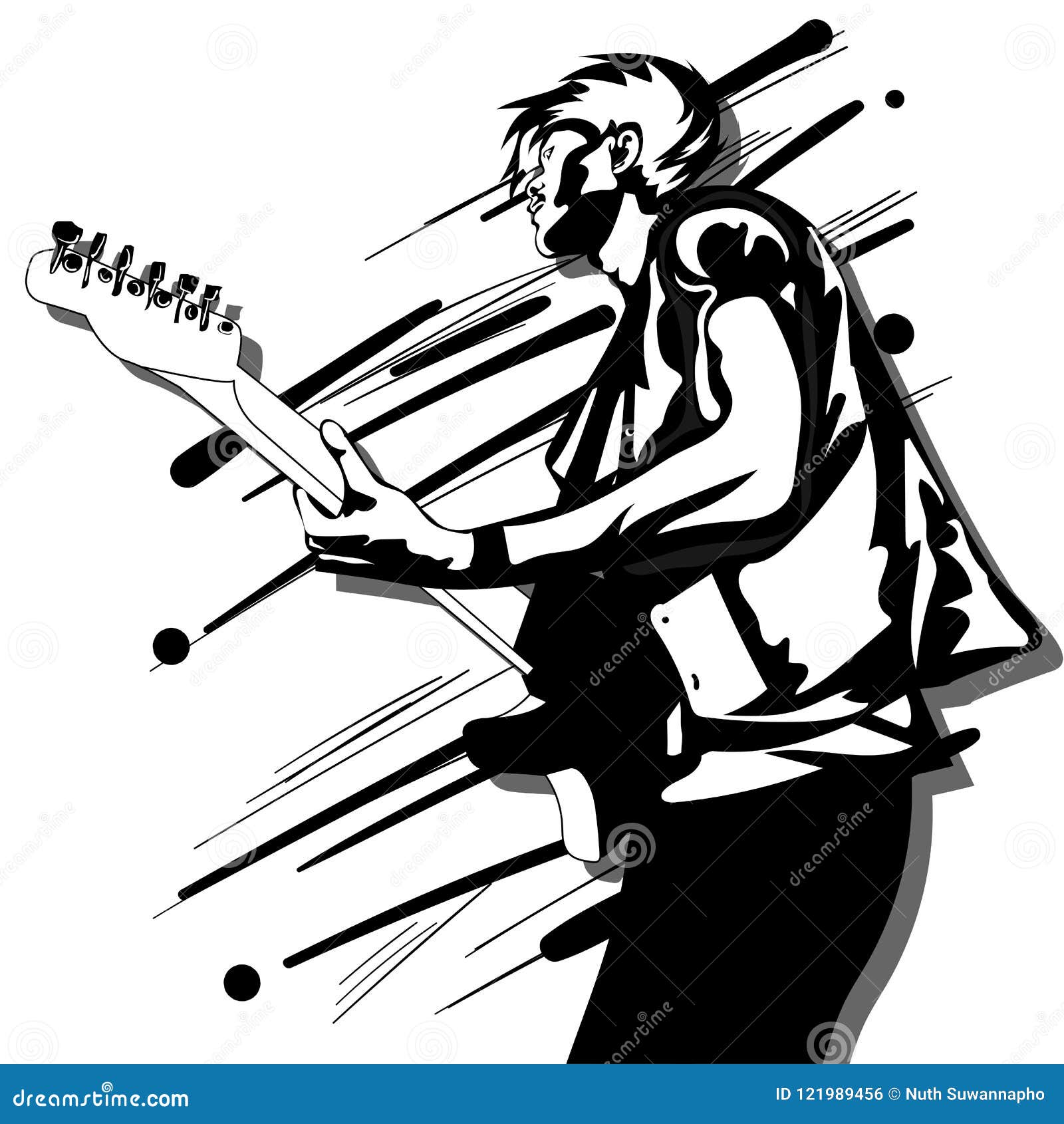 Guitar Man Play Music Graphic Object Stock Vector - Illustration of ...