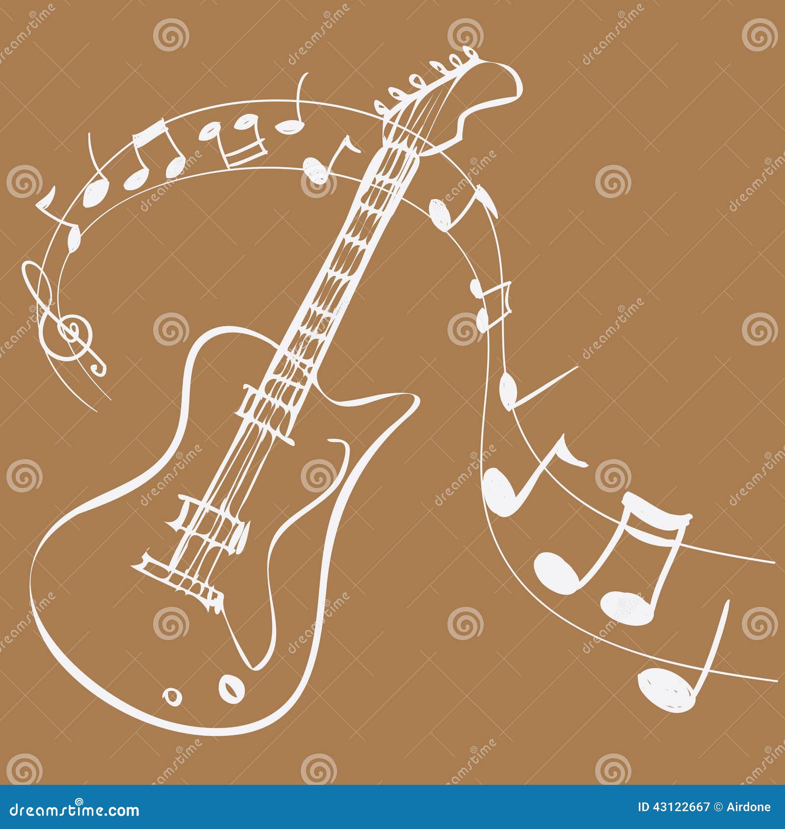 Guitar Melody stock vector. Illustration of isolated - 43122667
