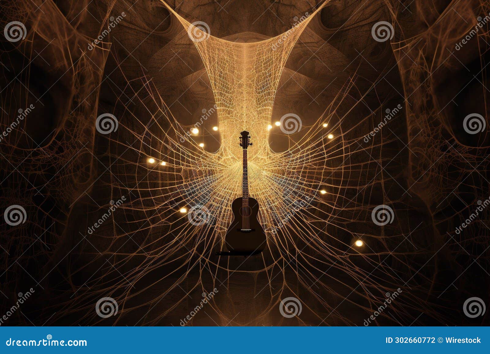 Guitar with a Multitude of Strings, Creating a Unique Visual Effect. AI ...