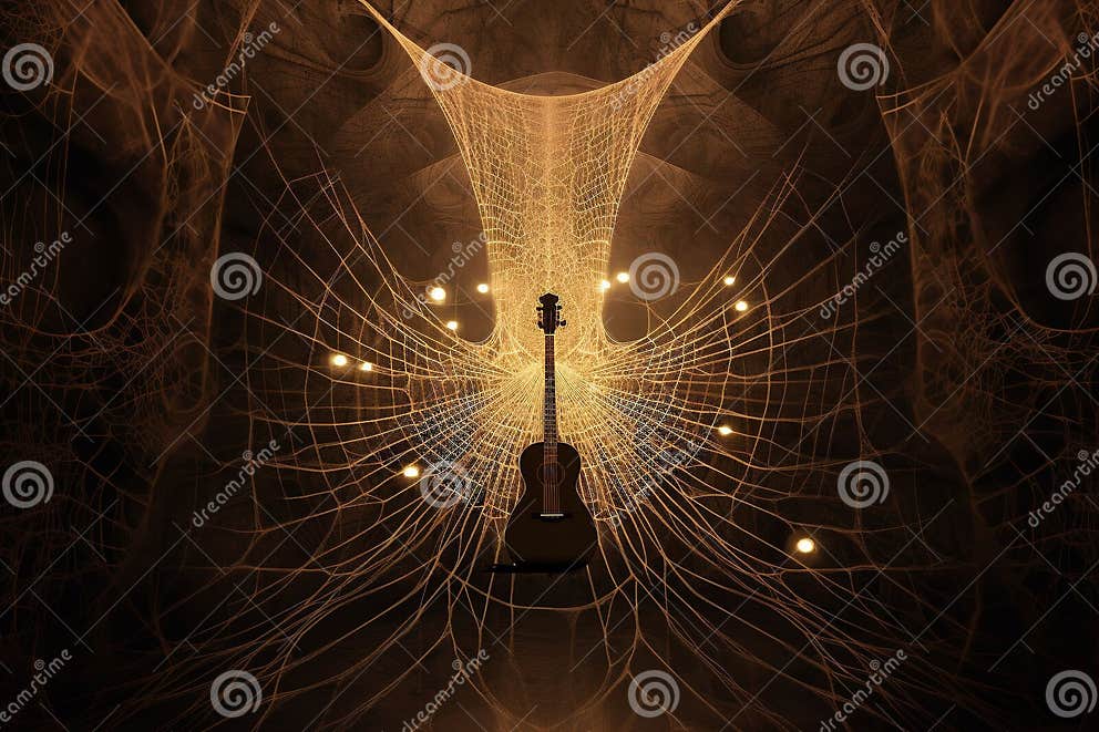 Guitar with a Multitude of Strings, Creating a Unique Visual Effect. AI ...