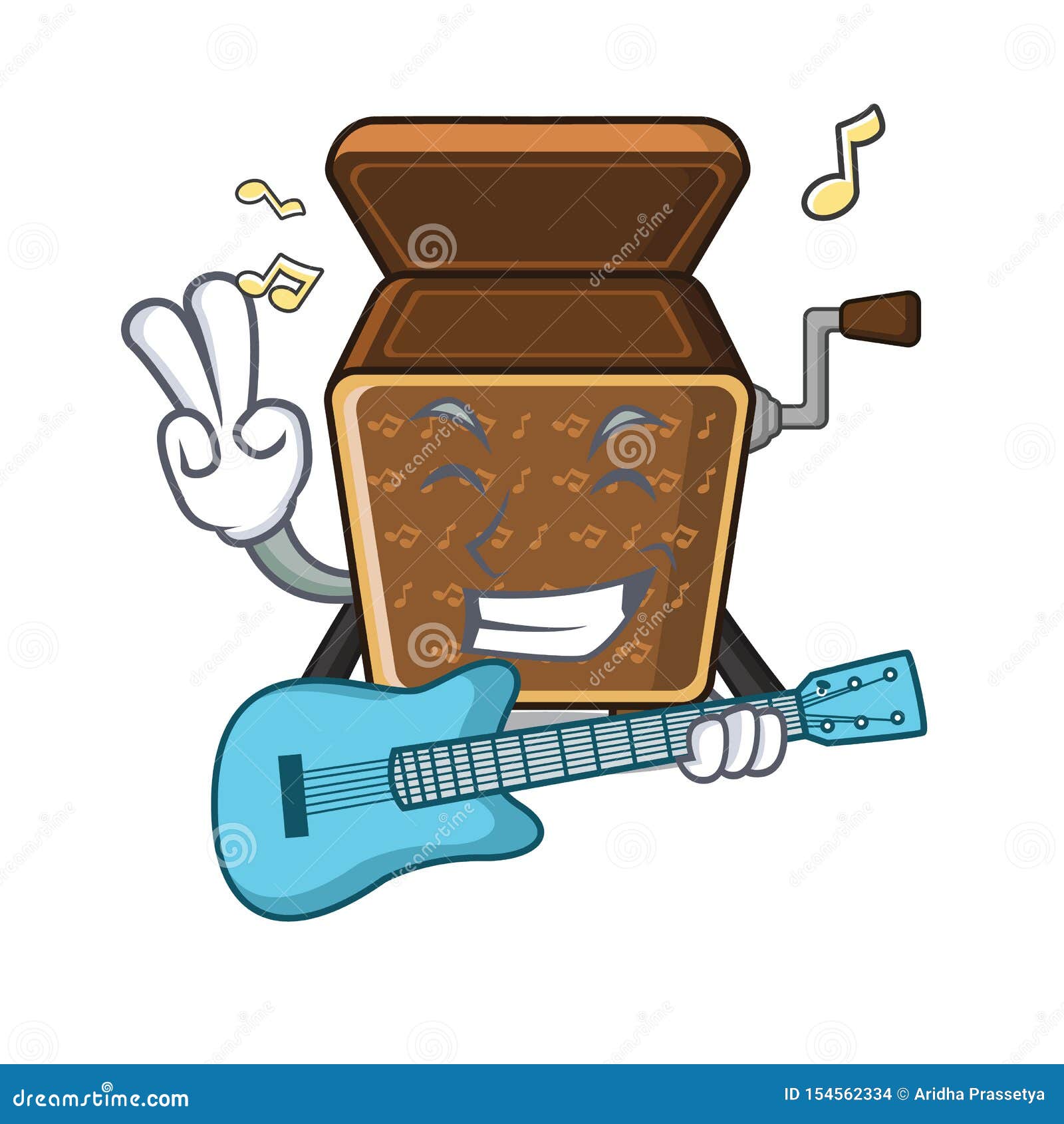 With Guitar Music Box in the Mascot Shape Stock Vector - Illustration ...