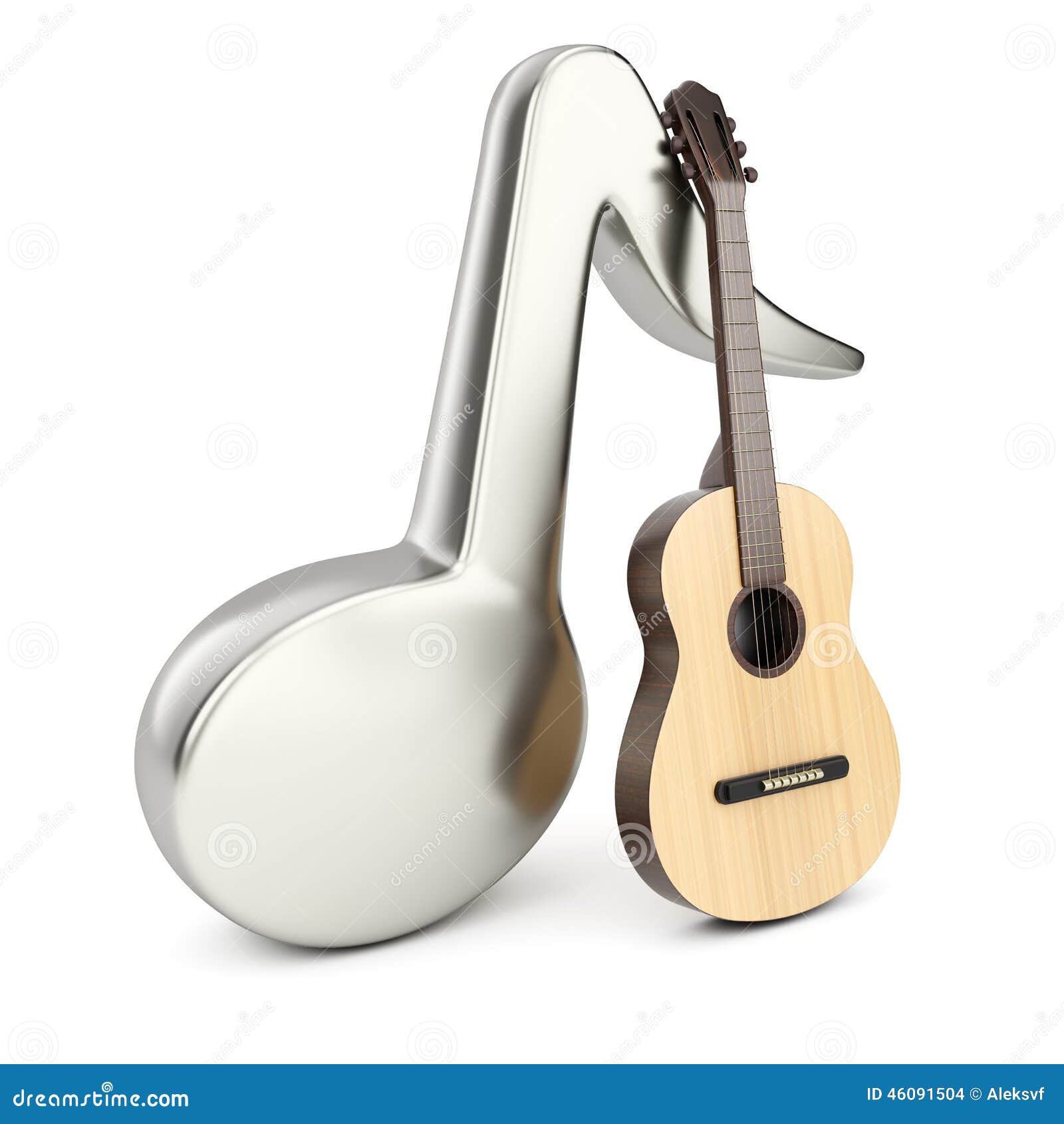 Guitar and music note stock illustration. Illustration of jazz - 46091504