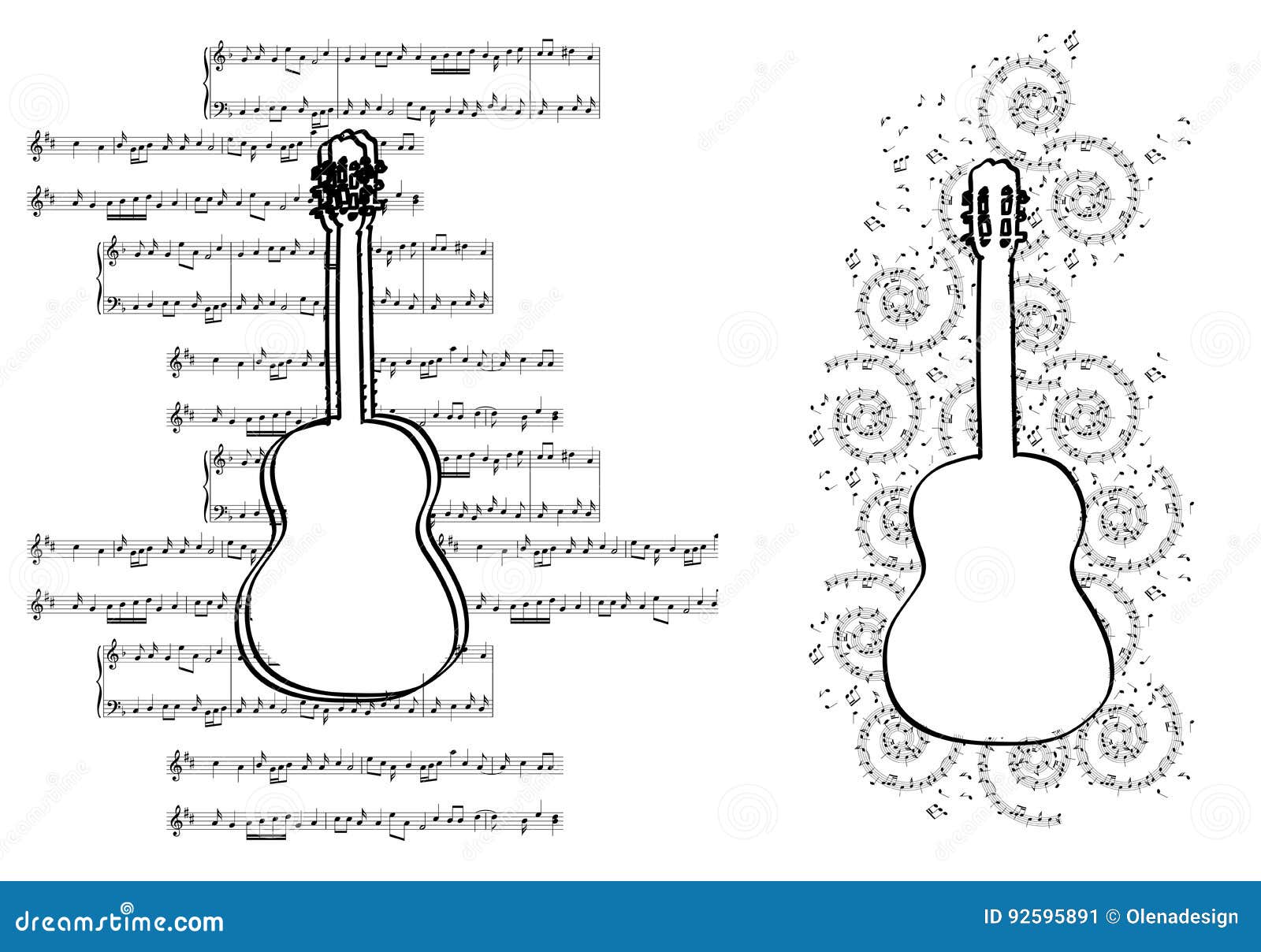 Guitar with Music Notes - Vector Design Elements Stock Vector ...