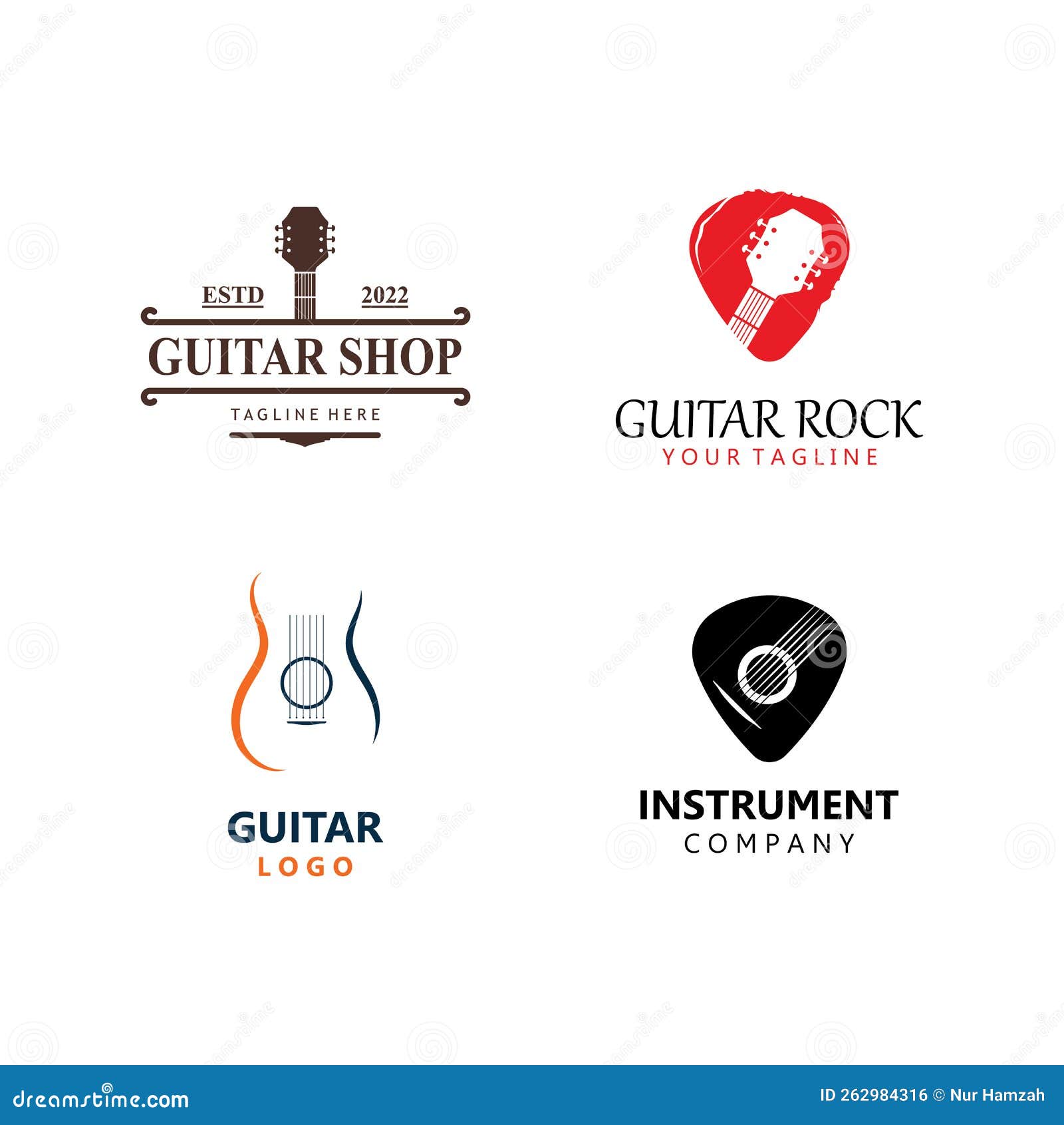 Guitar Musical Instrument Logo Template with Simple Shape Stock Vector ...