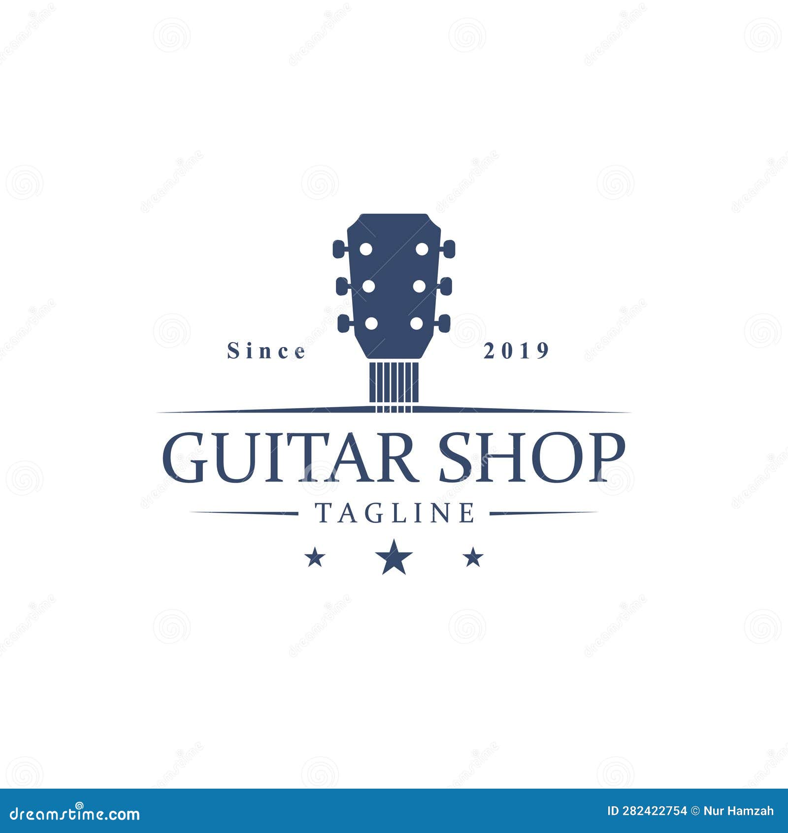 Guitar Musical Instrument Logo Template with Simple Shape Stock Vector ...