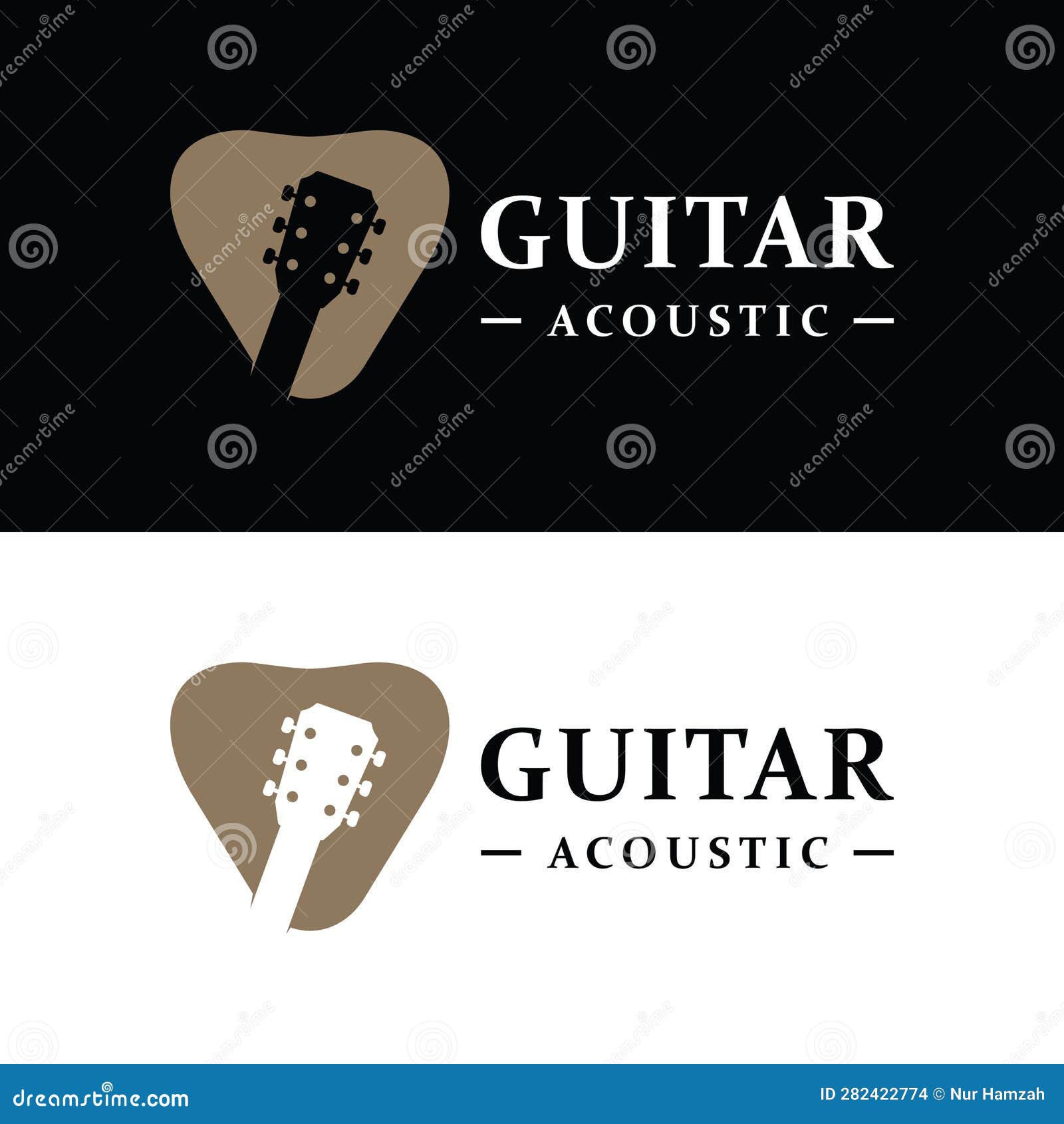 Guitar Musical Instrument Logo Template with Simple Shape Stock Vector ...