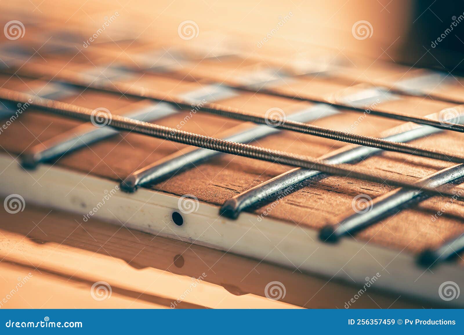 Strings on a Classical Acoustic Guitar, Macro Shot. Stock Image - Image ...