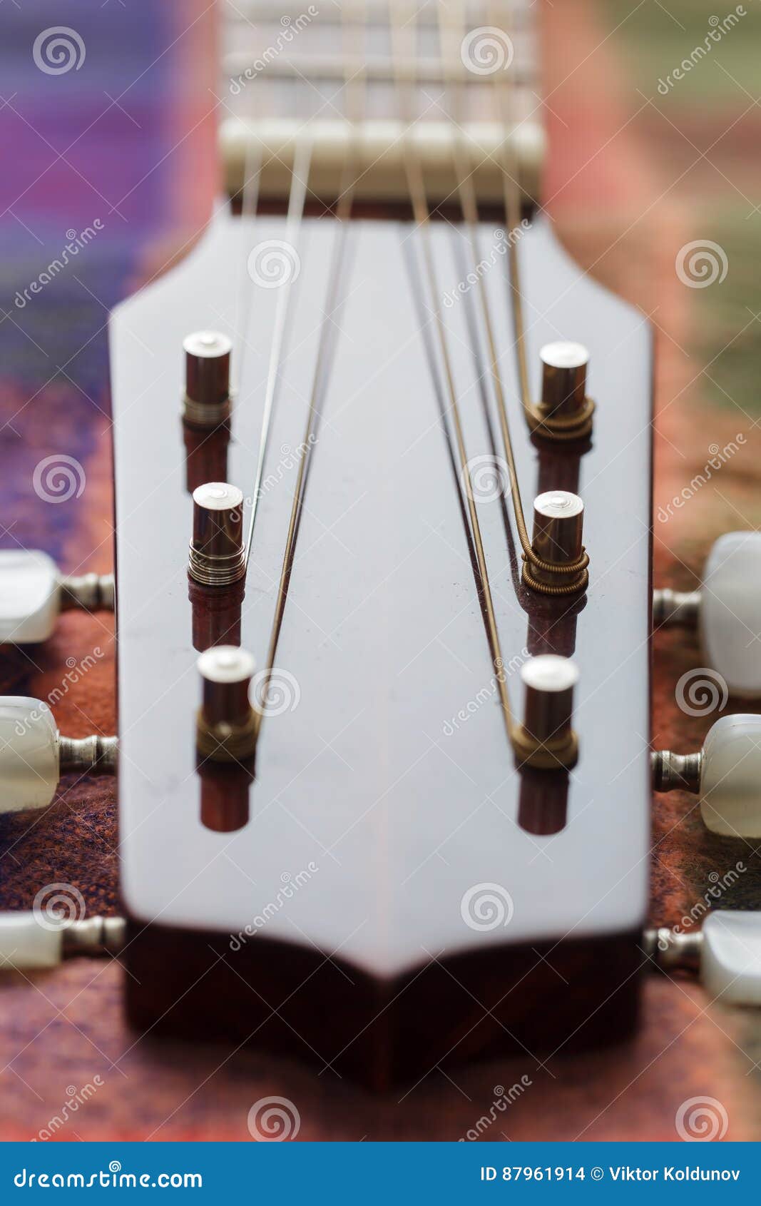 Guitar Neck with Stretched Strings. Stock Photo - Image of machine ...