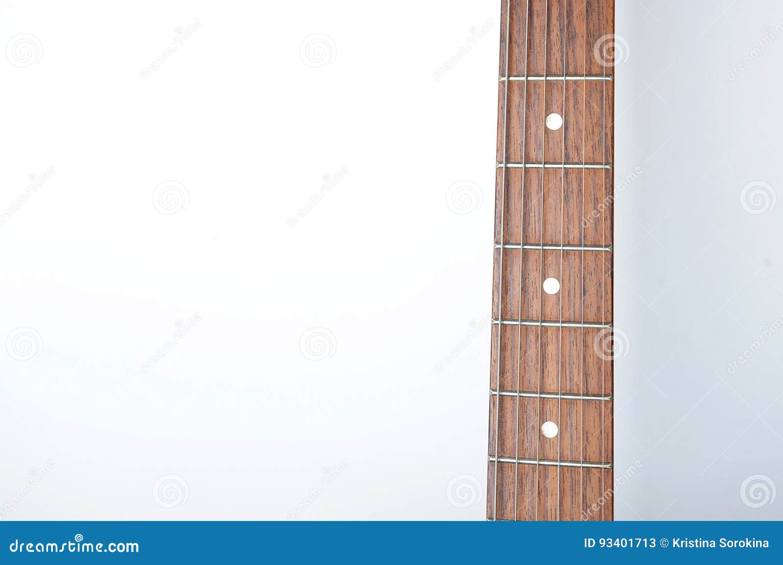 Guitar Neck with Strings on a White Background, Free Space for Design ...