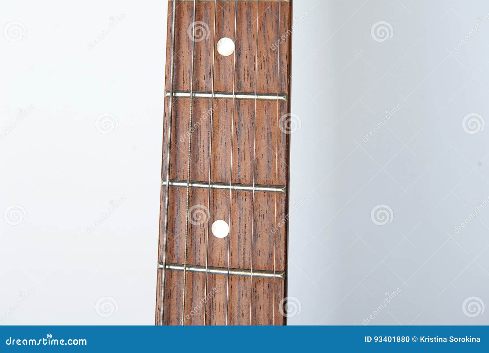 Guitar Neck with Strings on a White Background, Free Space for Design ...