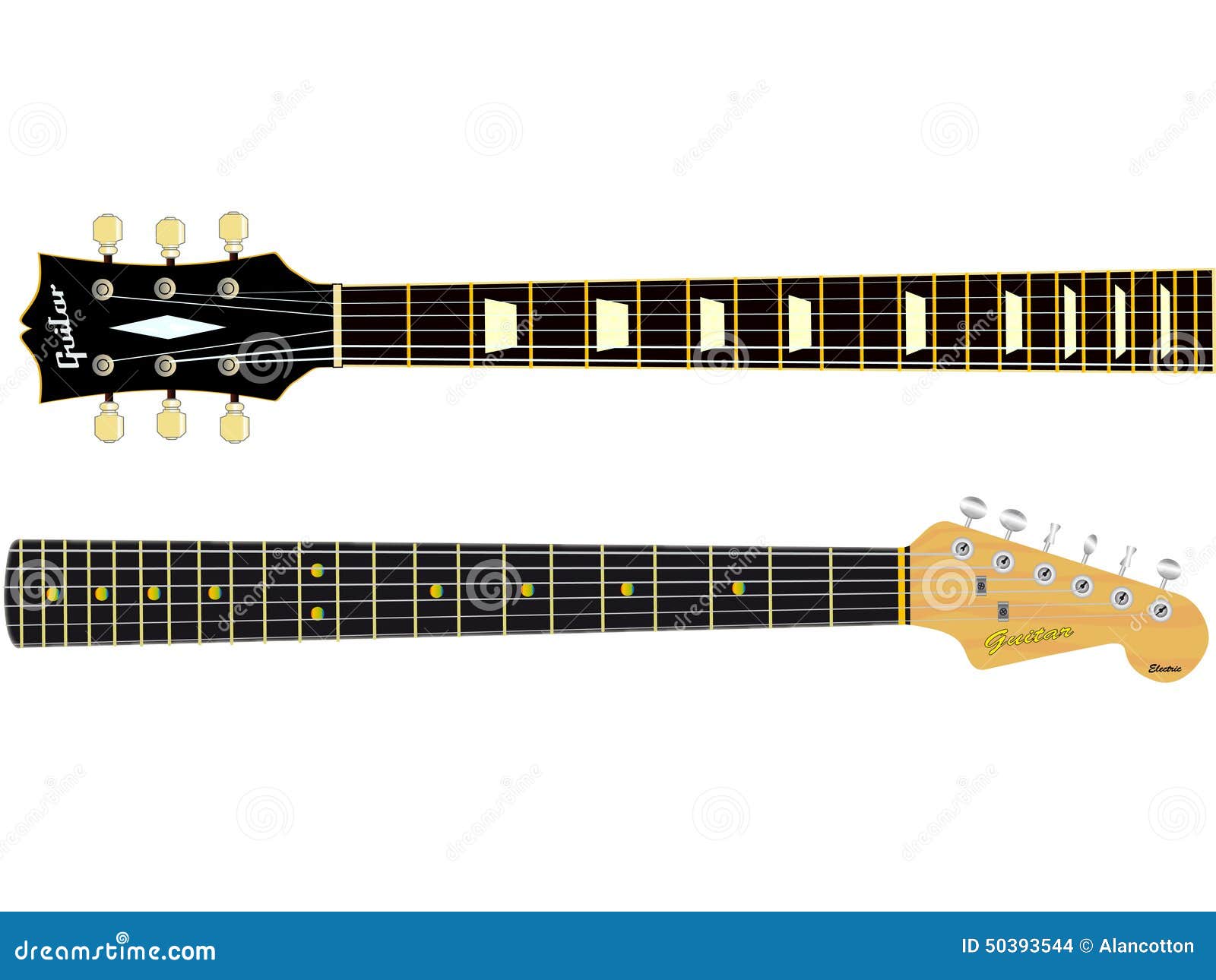 Guitar Necks stock illustration. Illustration of iconic - 50393544