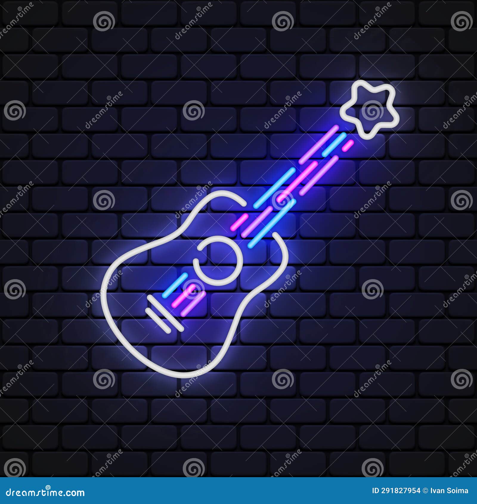 Guitar Neon Icon on Black Background. Vector Illustration Stock Vector ...