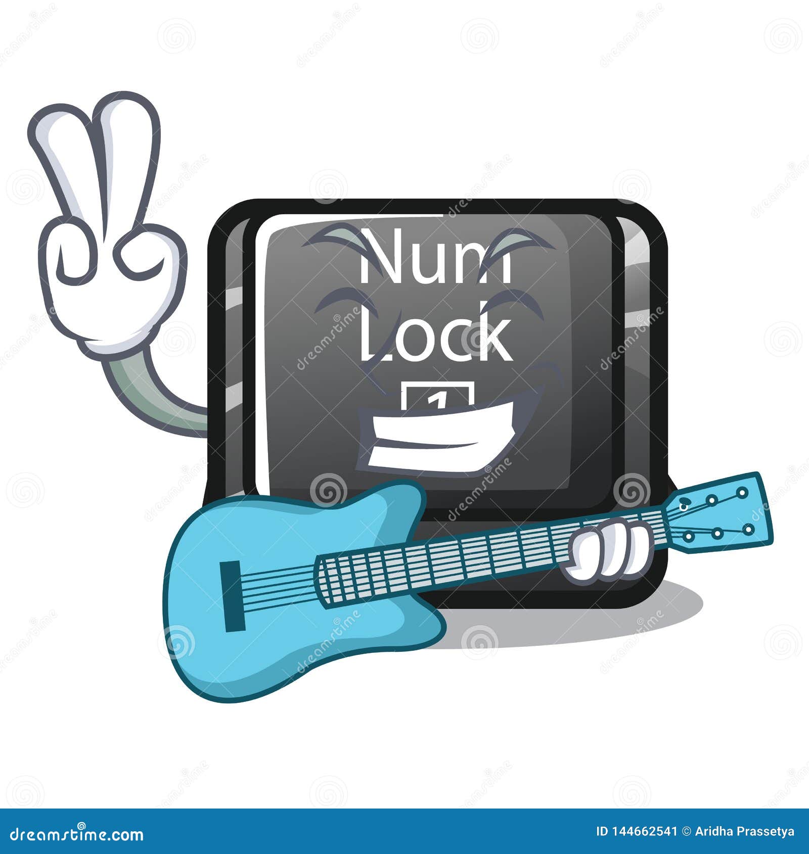 With Guitar Num Lock Installed on Cartoon Computer Stock Vector ...