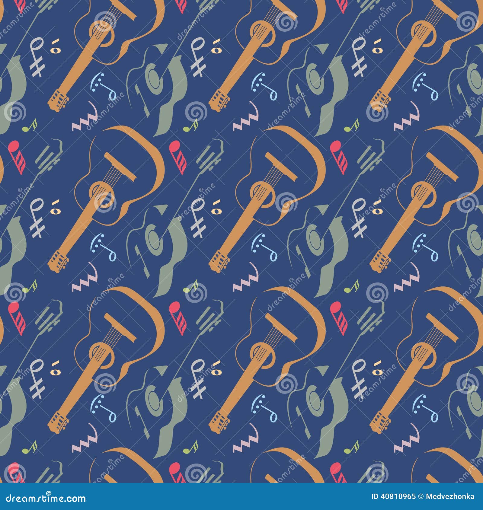 Guitar pattern stock vector. Illustration of fabric, abstract - 40810965
