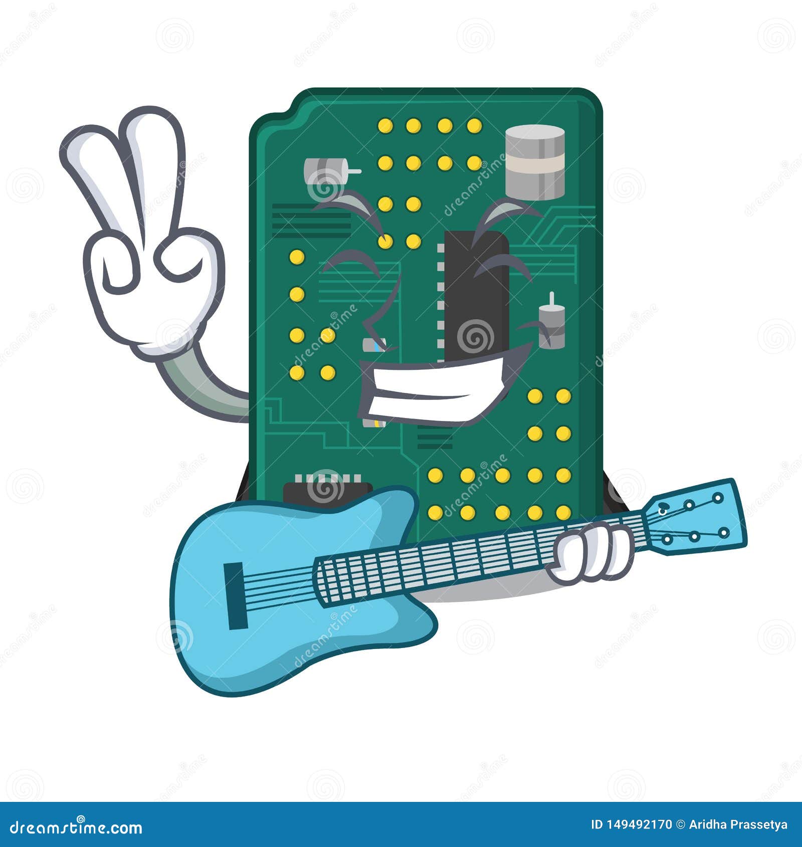 With Guitar PCB Circuit Board in PC Characters Stock Vector ...