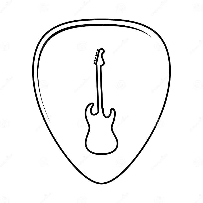 Guitar Pick Line Art Vector Stock Illustration - Illustration of line ...