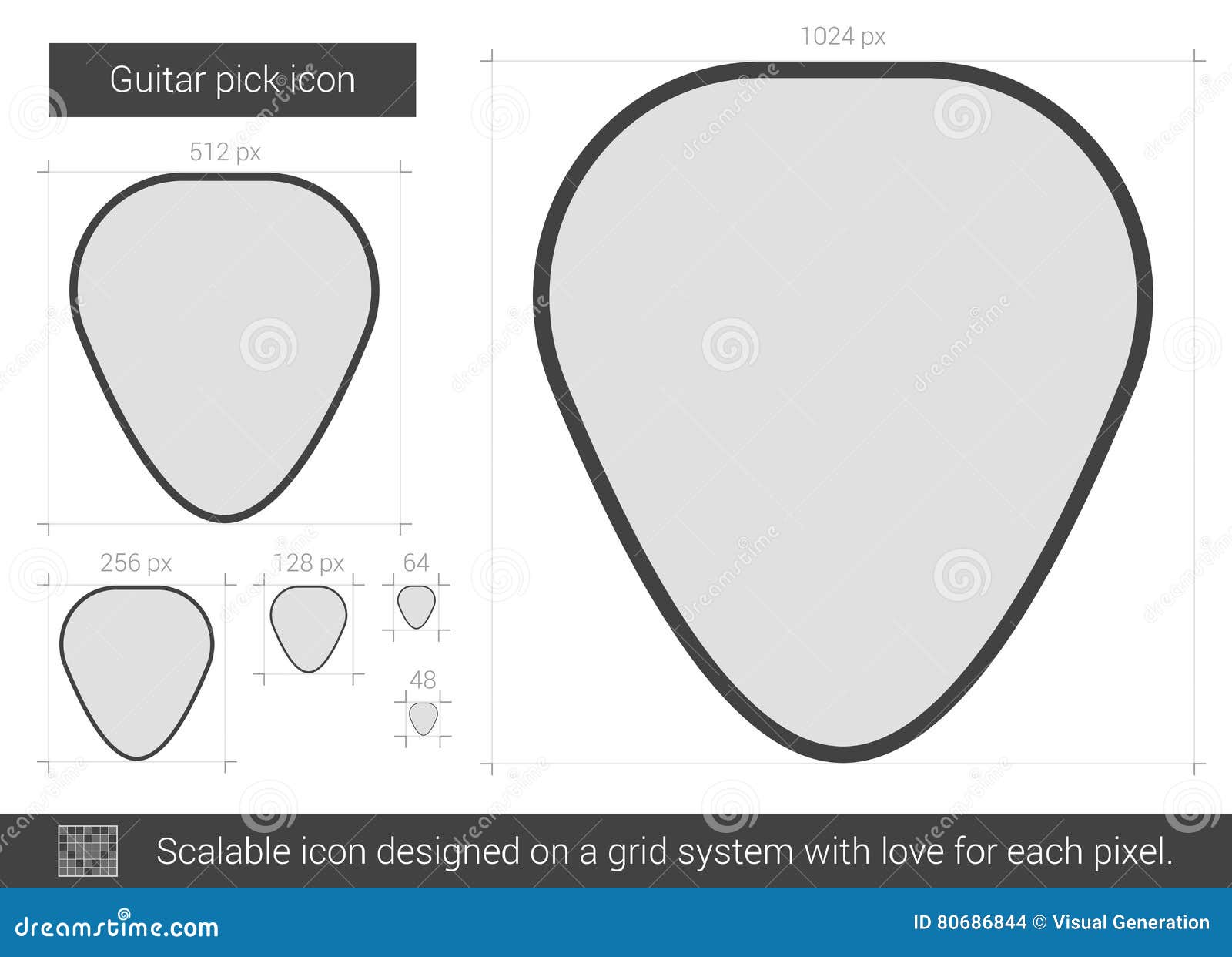Guitar pick line icon. stock vector. Illustration of minimal - 80686844