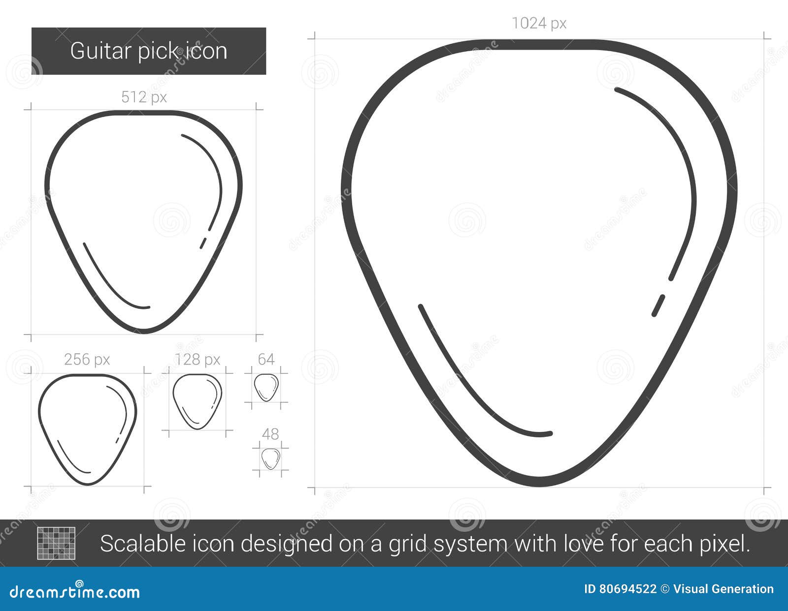 Guitar pick line icon. stock vector. Illustration of melody - 80694522