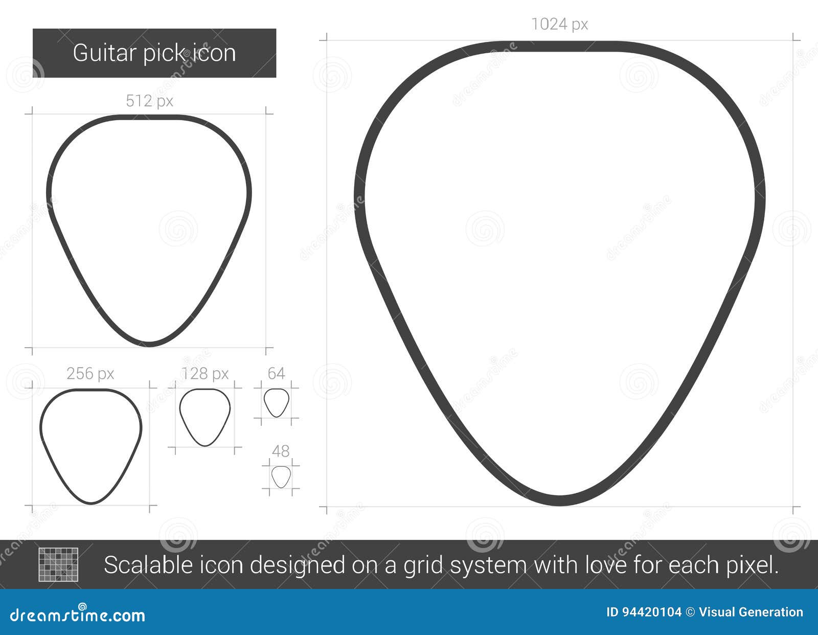 Guitar pick line icon. stock vector. Illustration of note - 94420104