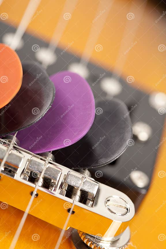Guitar Picks in the Guitar Strings Stock Image - Image of frets, picks ...