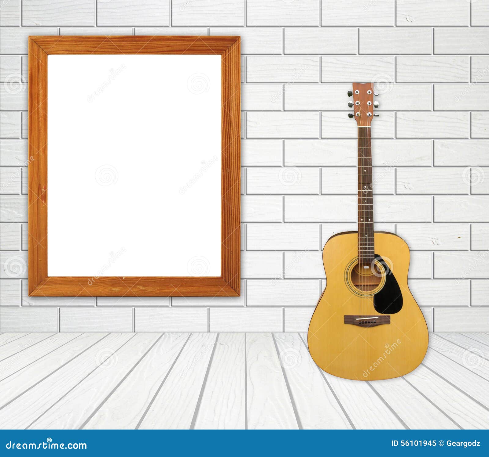 Guitar and Picture Frame in Room Stock Image - Image of vintage, empty ...