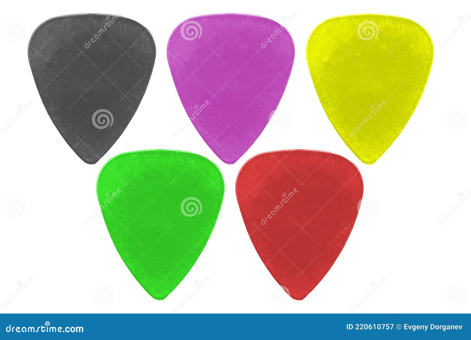 Guitar Plastic Pick Isolate Set Assorted Colors Stock Image - Image of ...