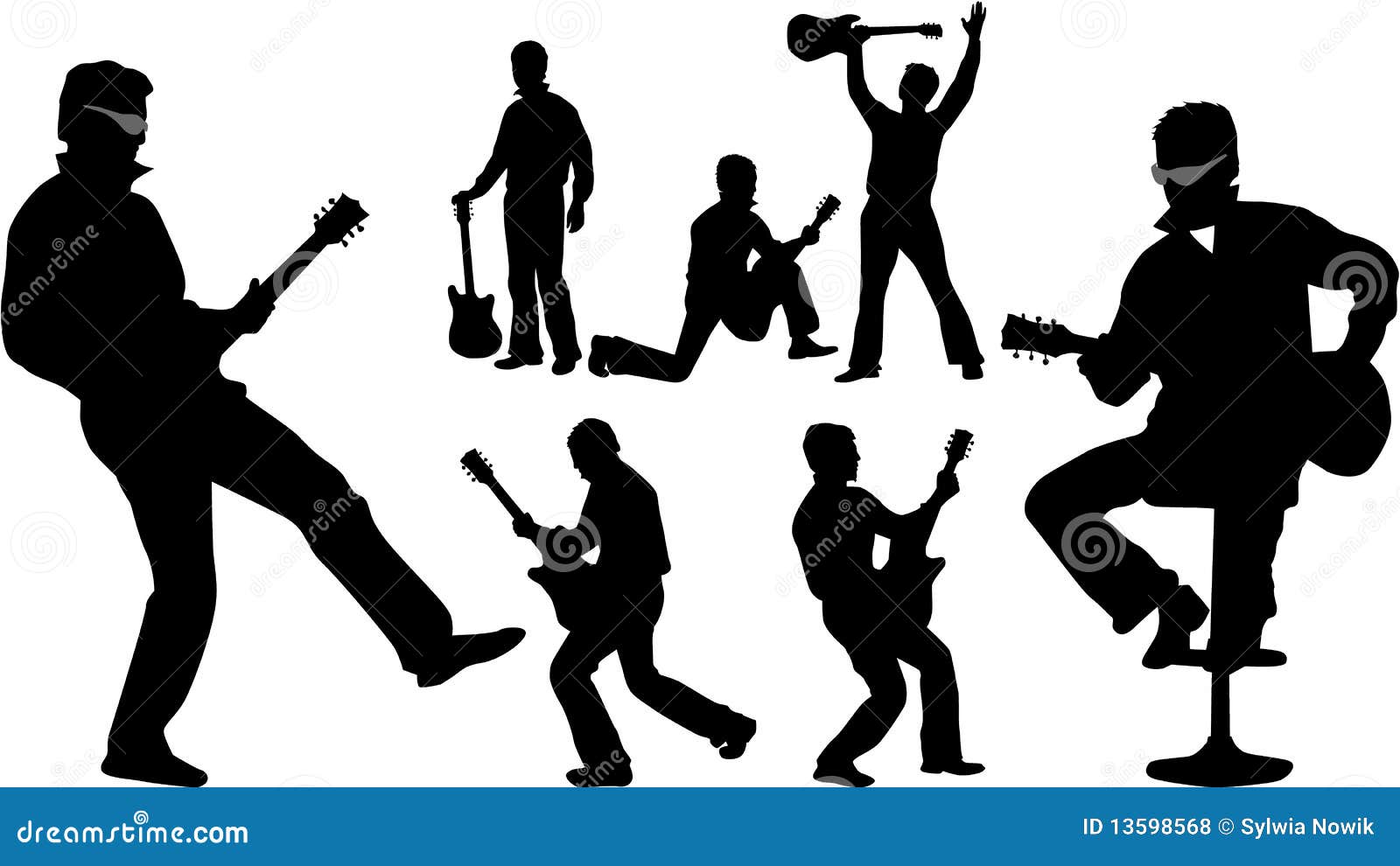 Guitar Player. Cartoon Guitarist Playing Music. Man Holding String ...