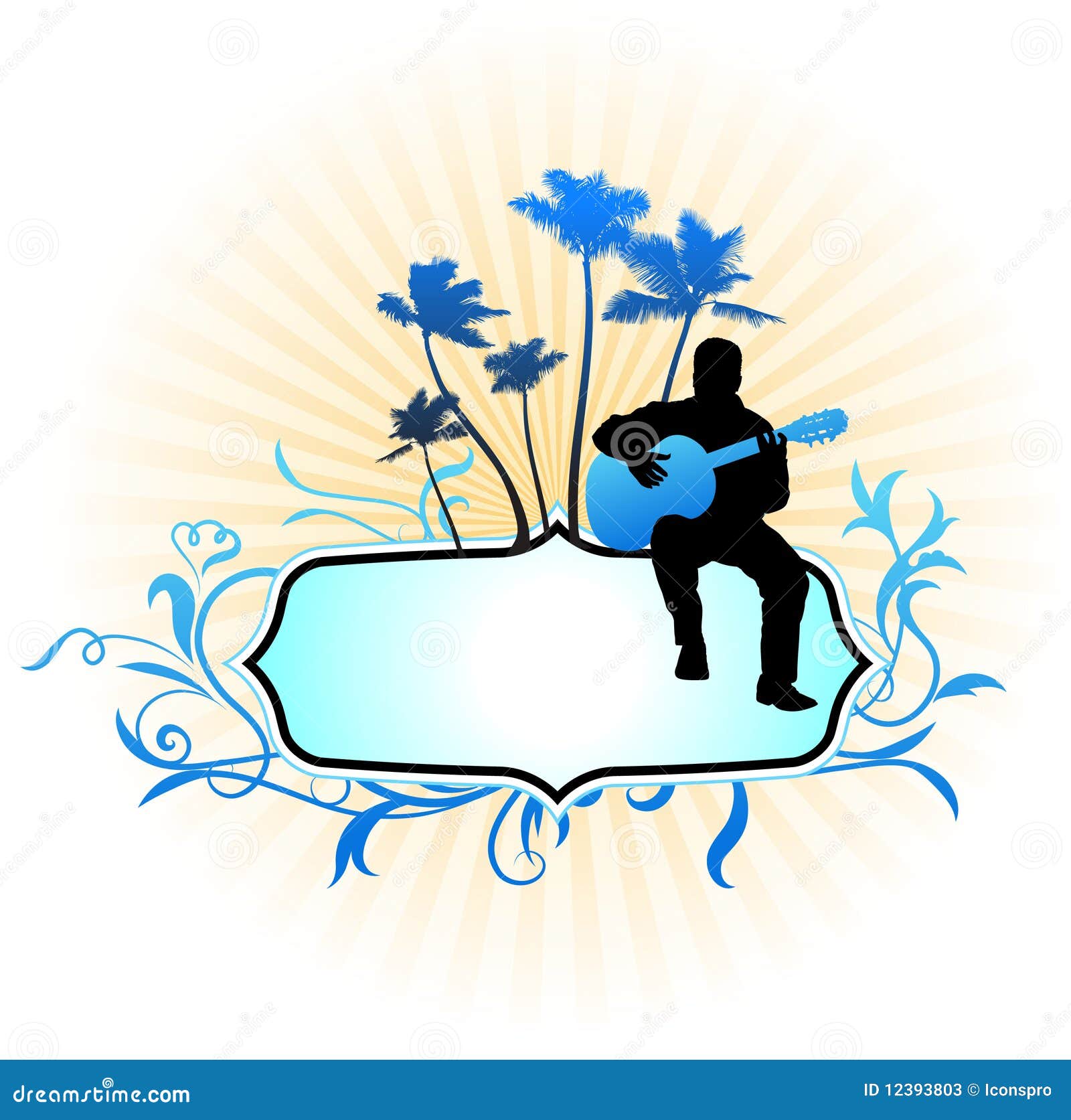 Guitar Player on Abstract Frame Background Stock Illustration ...