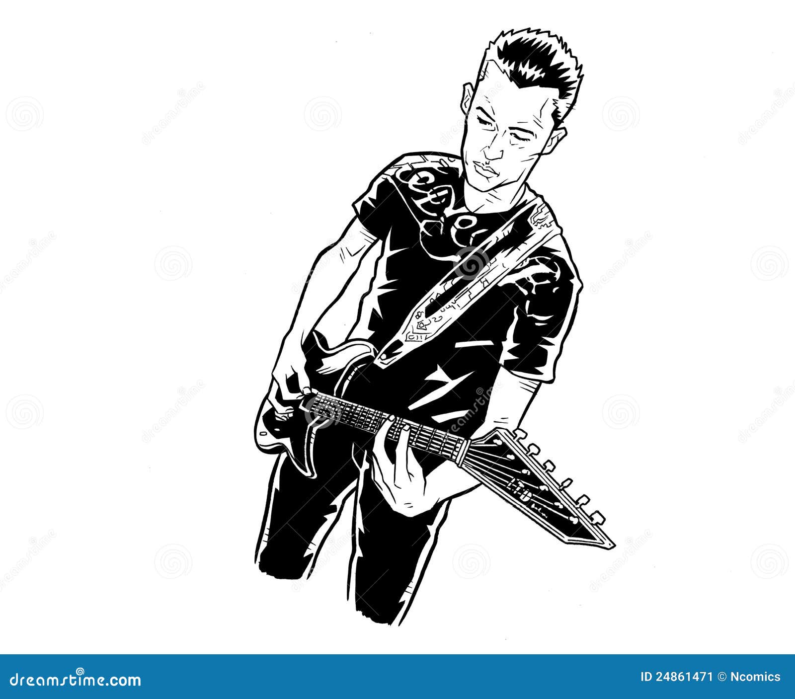 Guitar Player - Comic Style Stock Illustration - Illustration of ...