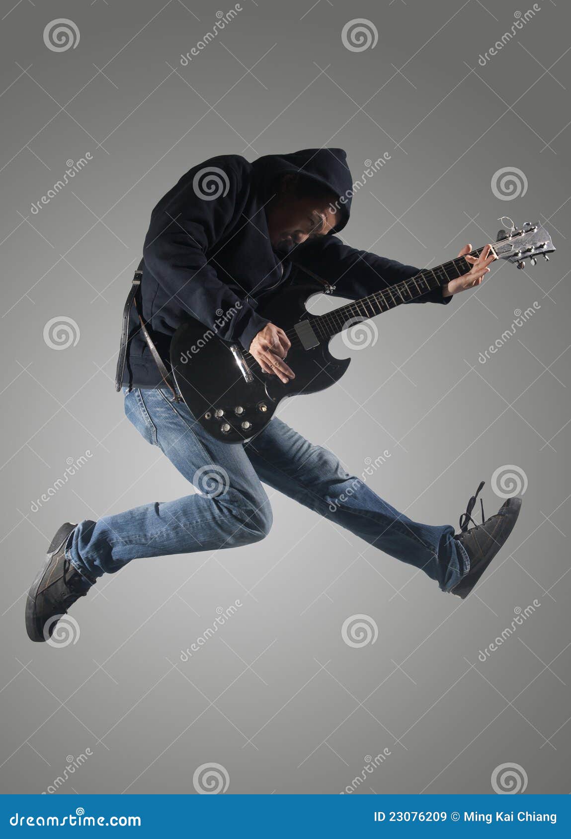 Guitar player jumps stock image. Image of electric, play - 23076209