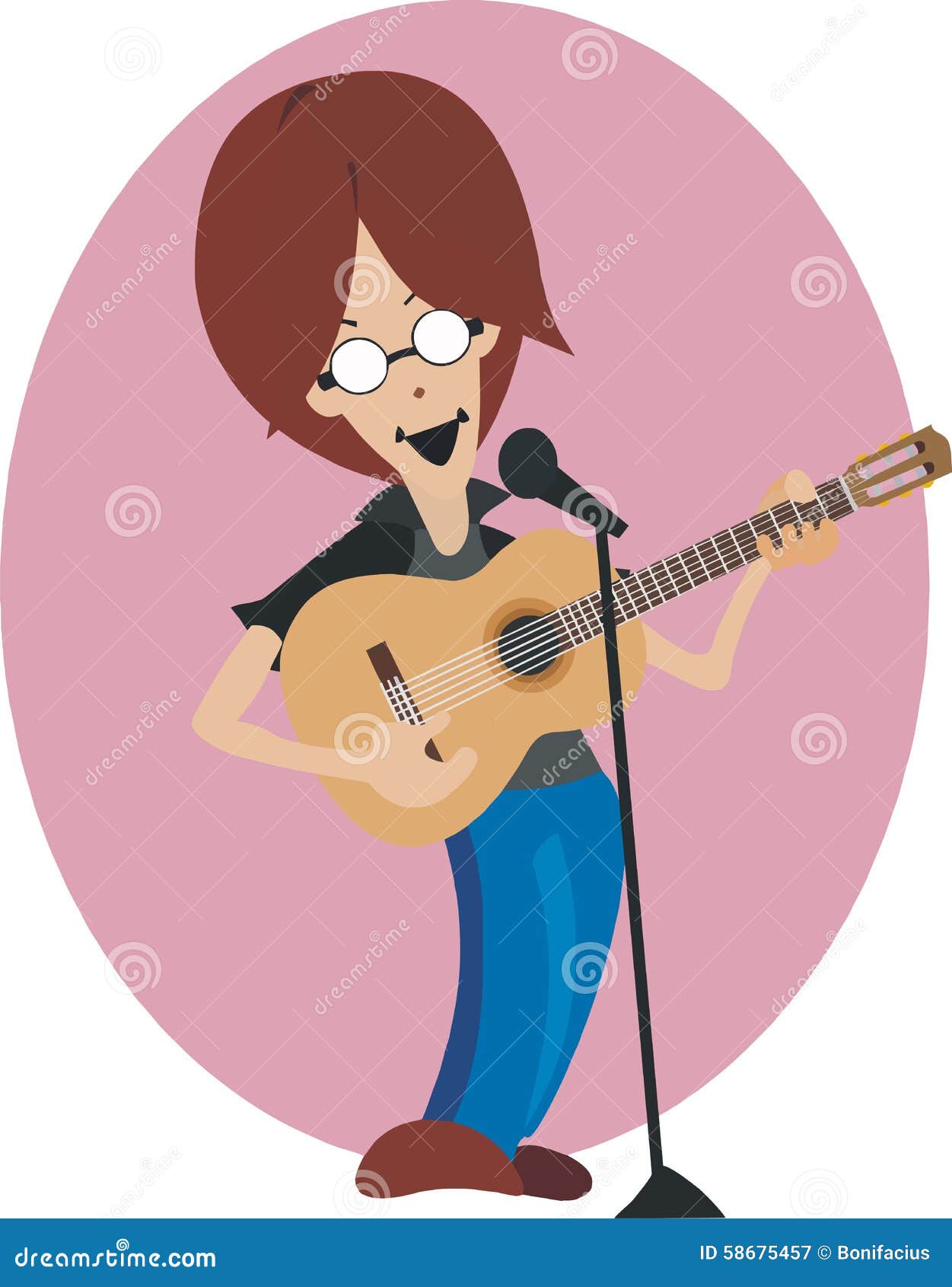 CUTE GUITAR PLAYER CARTOON stock vector. Illustration of relaxed - 58675457