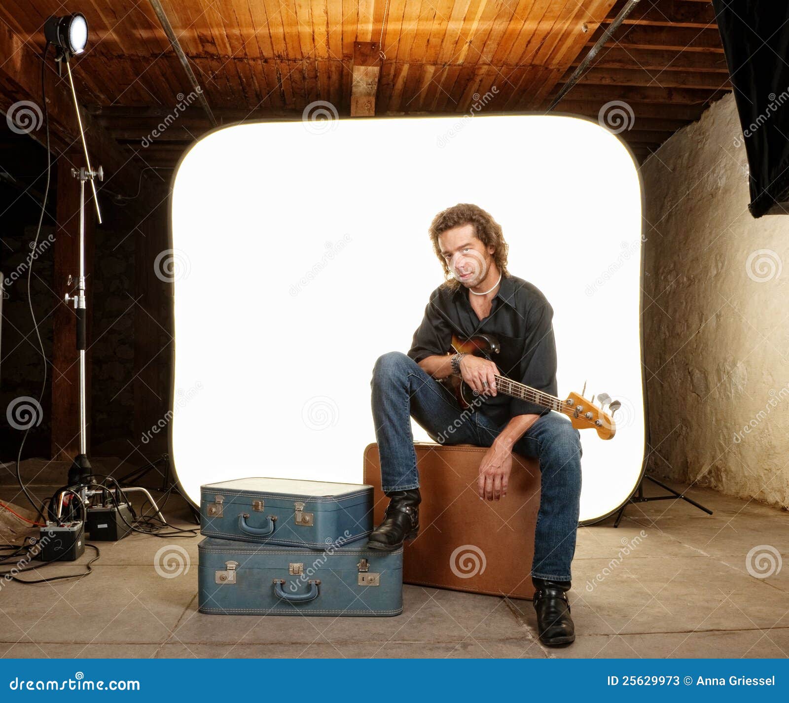 Guitar Player in Studio stock image. Image of equipment - 25629973