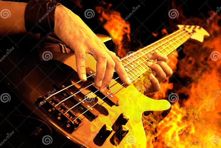 Guitar playing in fire stock image. Image of flame, guitarist - 16509309
