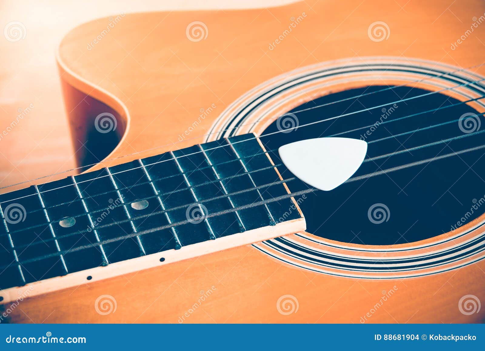 Guitar and plectrum stock photo. Image of folk, song - 88681904