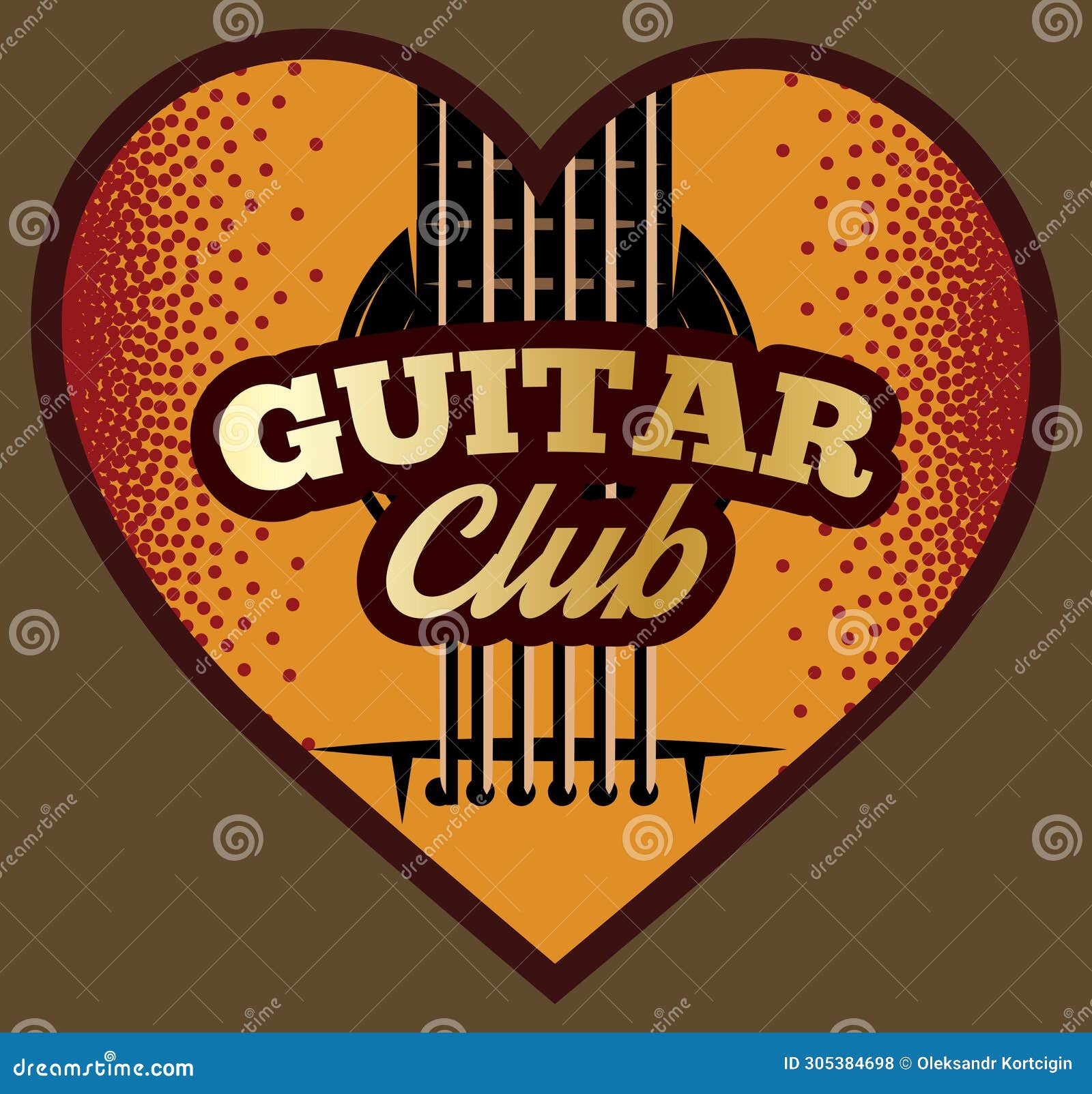 Guitar Plectrum in the Shape of a Heart with Case. Vintage Vector ...