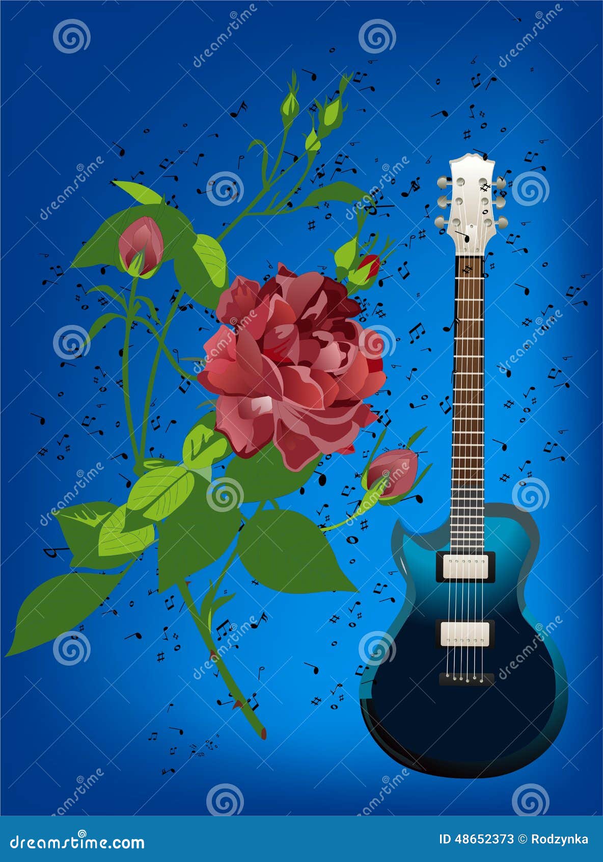 Guitar and rose stock illustration. Illustration of rome - 48652373