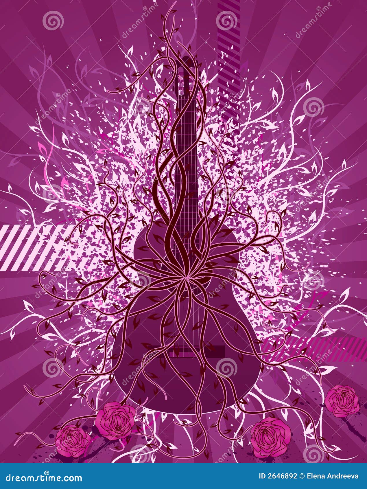 Guitar and roses. stock vector. Illustration of guitar - 2646892