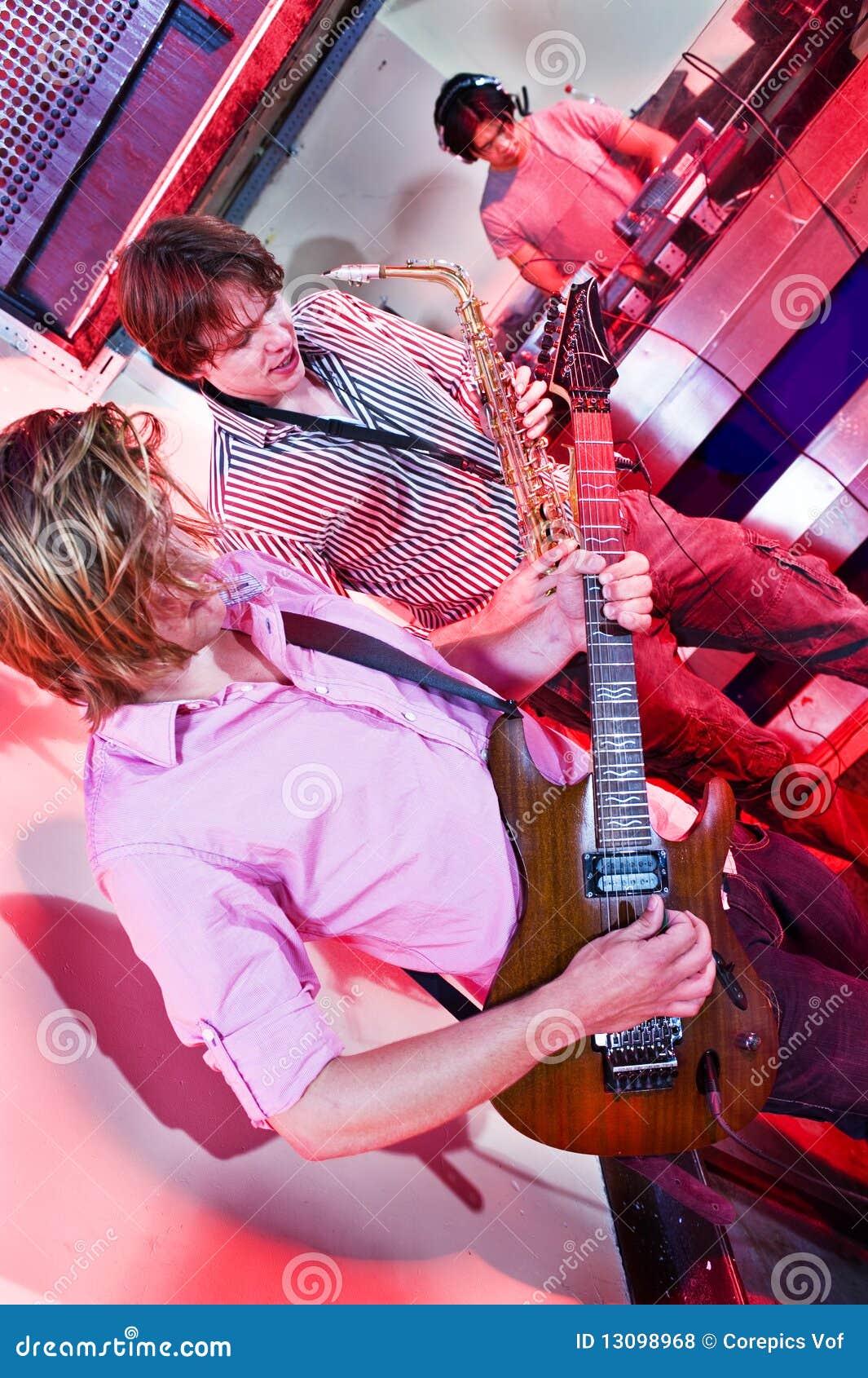 Guitar, Sax and DJ stock photo. Image of persons, groovy - 13098968