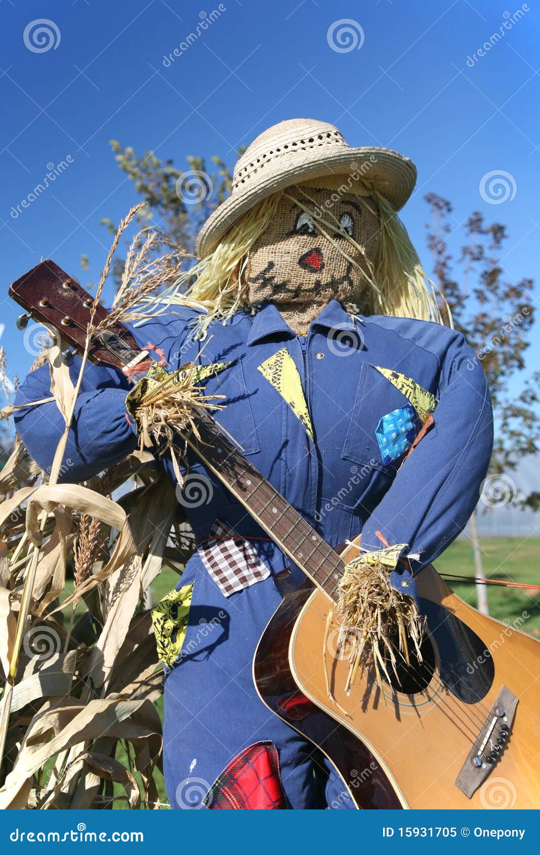 Guitar Scarcrow stock image. Image of coveralls, stalks - 15931705